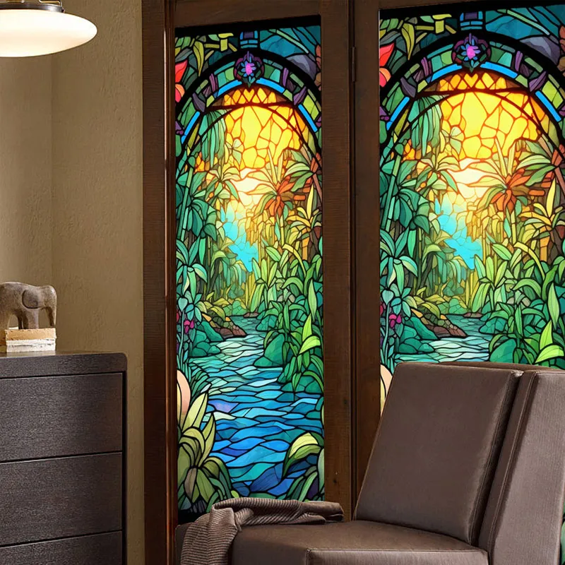 Stained Glass Stickers For Windows, European Style Colorful Window Film ...
