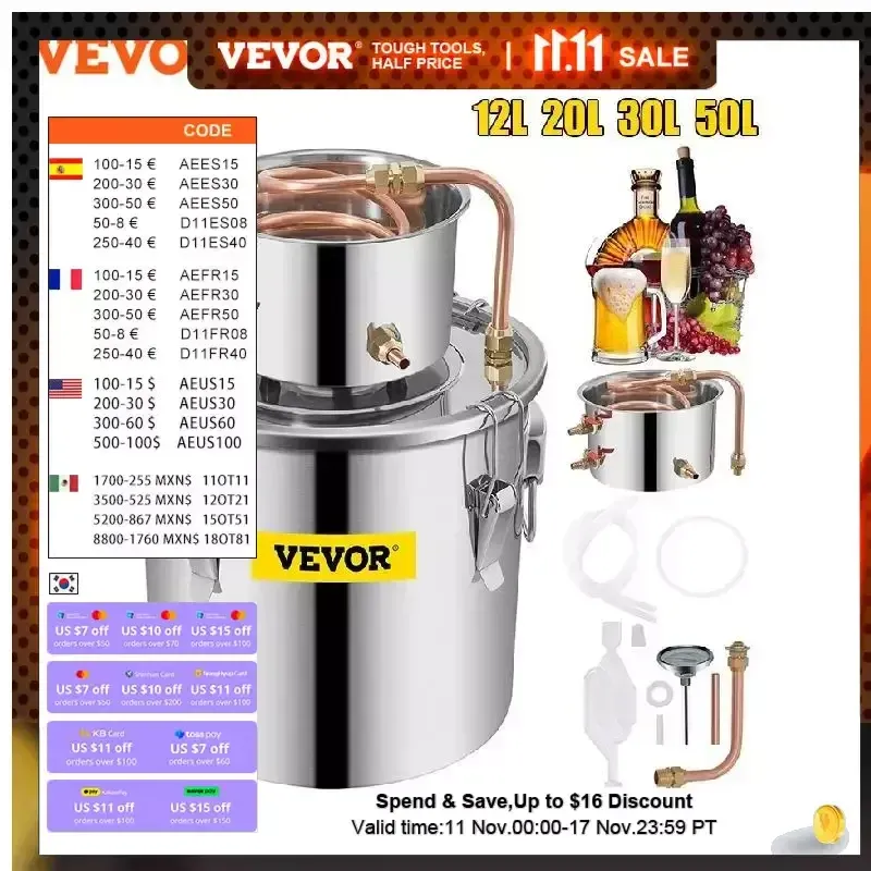 DHgate.com:VEVOR 3/5/8 Gallon Moonshine Still Alcohol Distiller Machine ...
