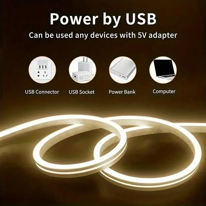 5V USB Neon LED Strip Lights, Waterproof Flexible LED Neon Tape for ...