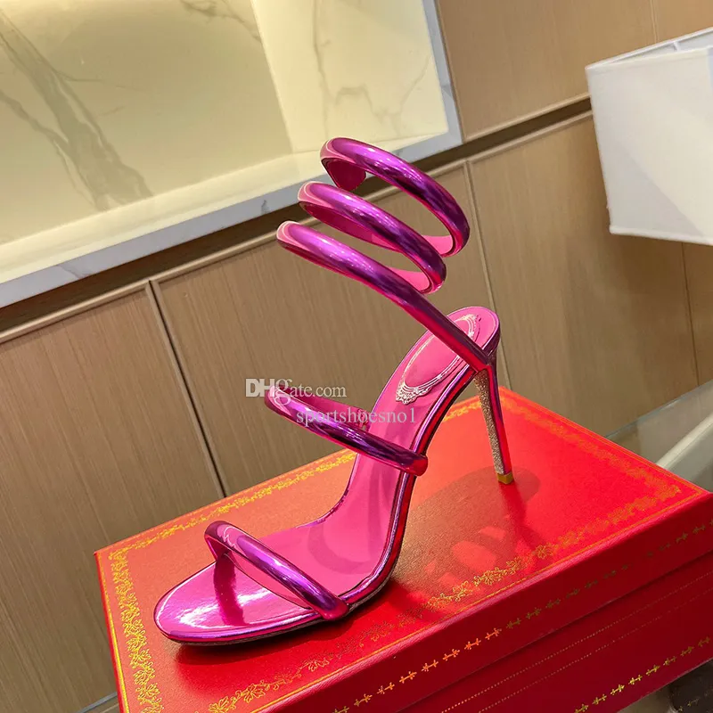 Sexy Snake Wrap Stiletto Heel Ladies Shoes Summer Sandals Flock Retro ...