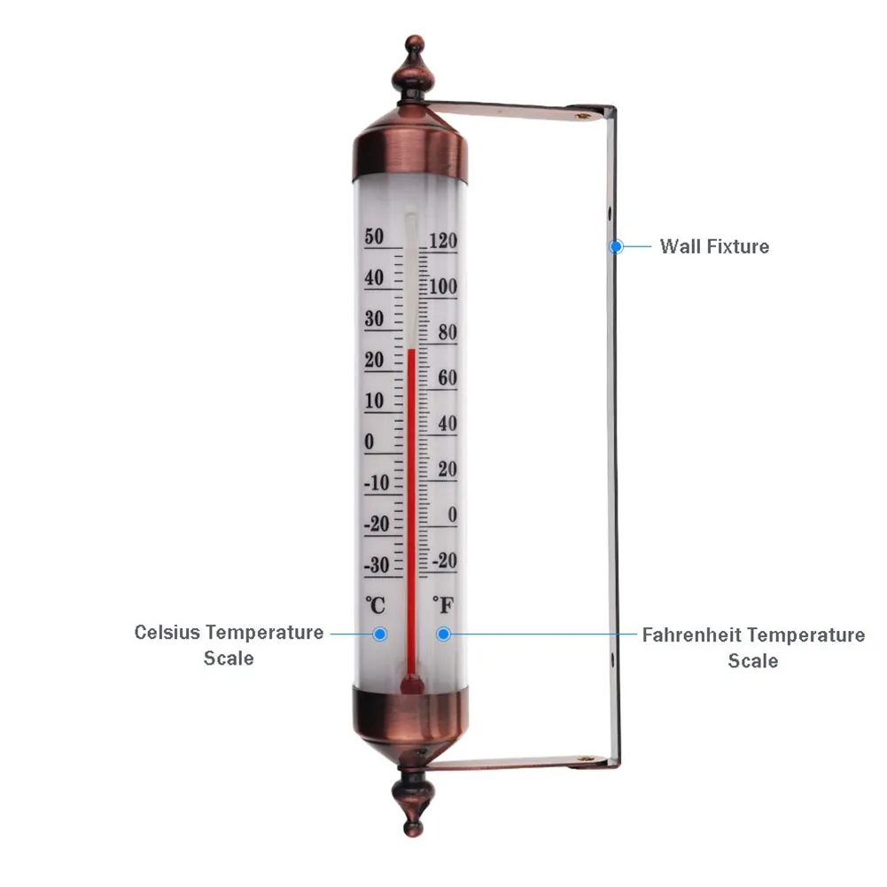 Garden Thermometer Hydrothermograph Outdoor Patio Shed Wall -22 to 122 ...