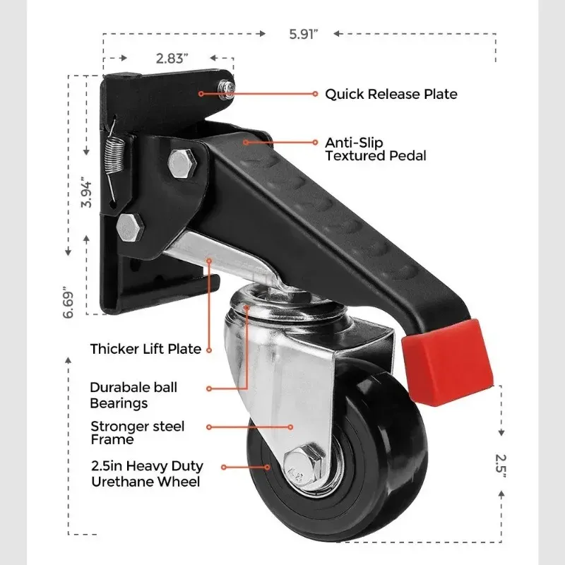 Heavy Duty 360° Retractable Caster Wheels - 660lb Capacity - Move Heavy ...