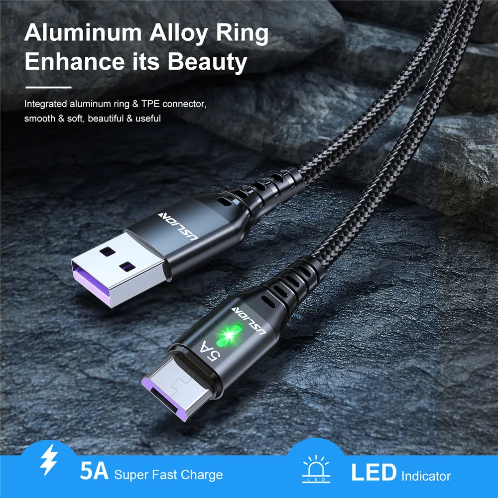 DHgate.com:5A Fast Charging Micro USB Cable, LED Light USB Charger Data ...