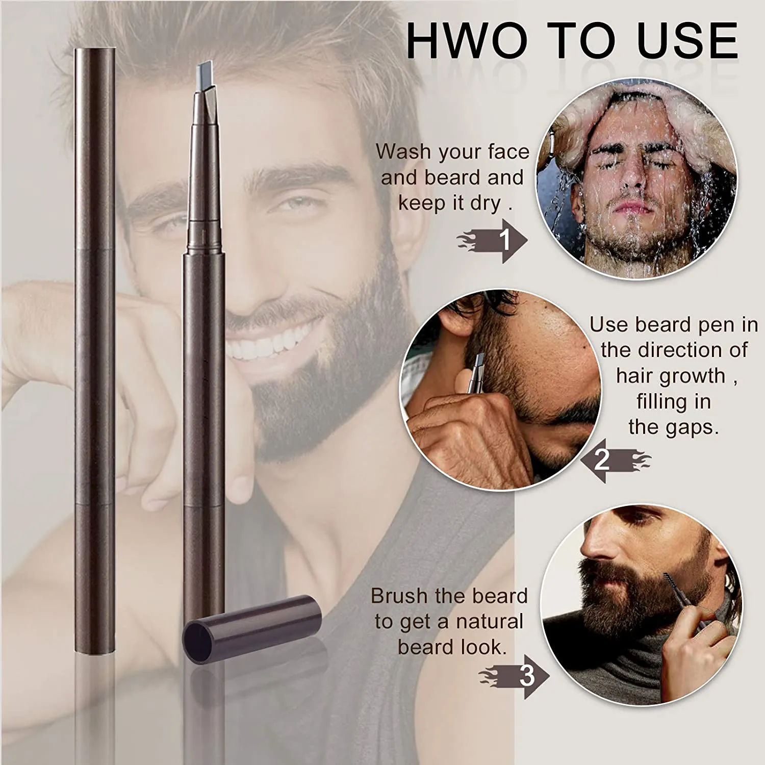 Beard Filler Pen for Men - Waterproof Moustache Pencil for Perfect ...