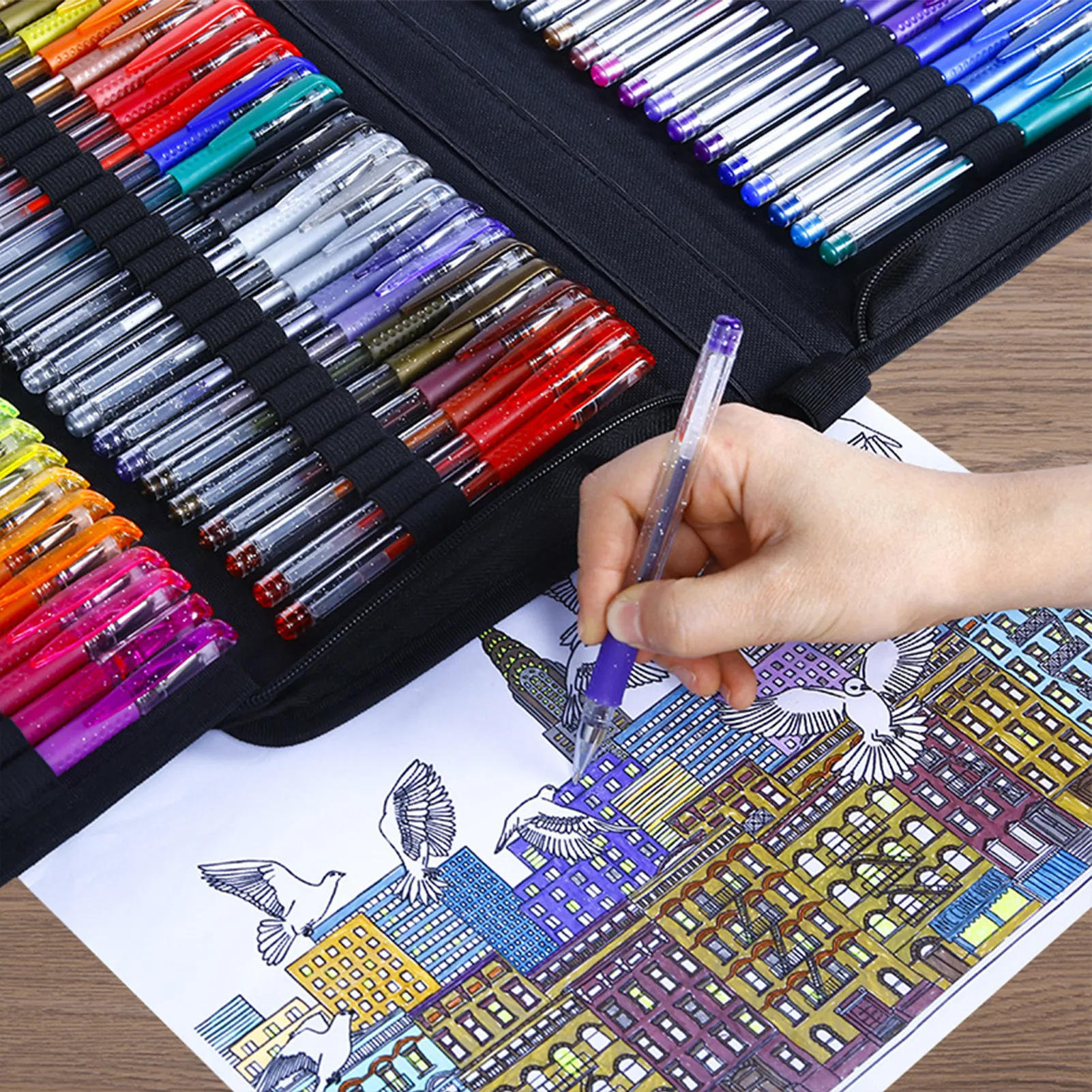 H&B 240 Glitter Color Gel Pen Set with 120 Matching Refills Fine Tips ...