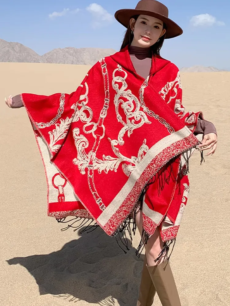 Gypsy Vibes: Bohemian Knitted Cape Wraps, Winter Warmth in Vintage ...