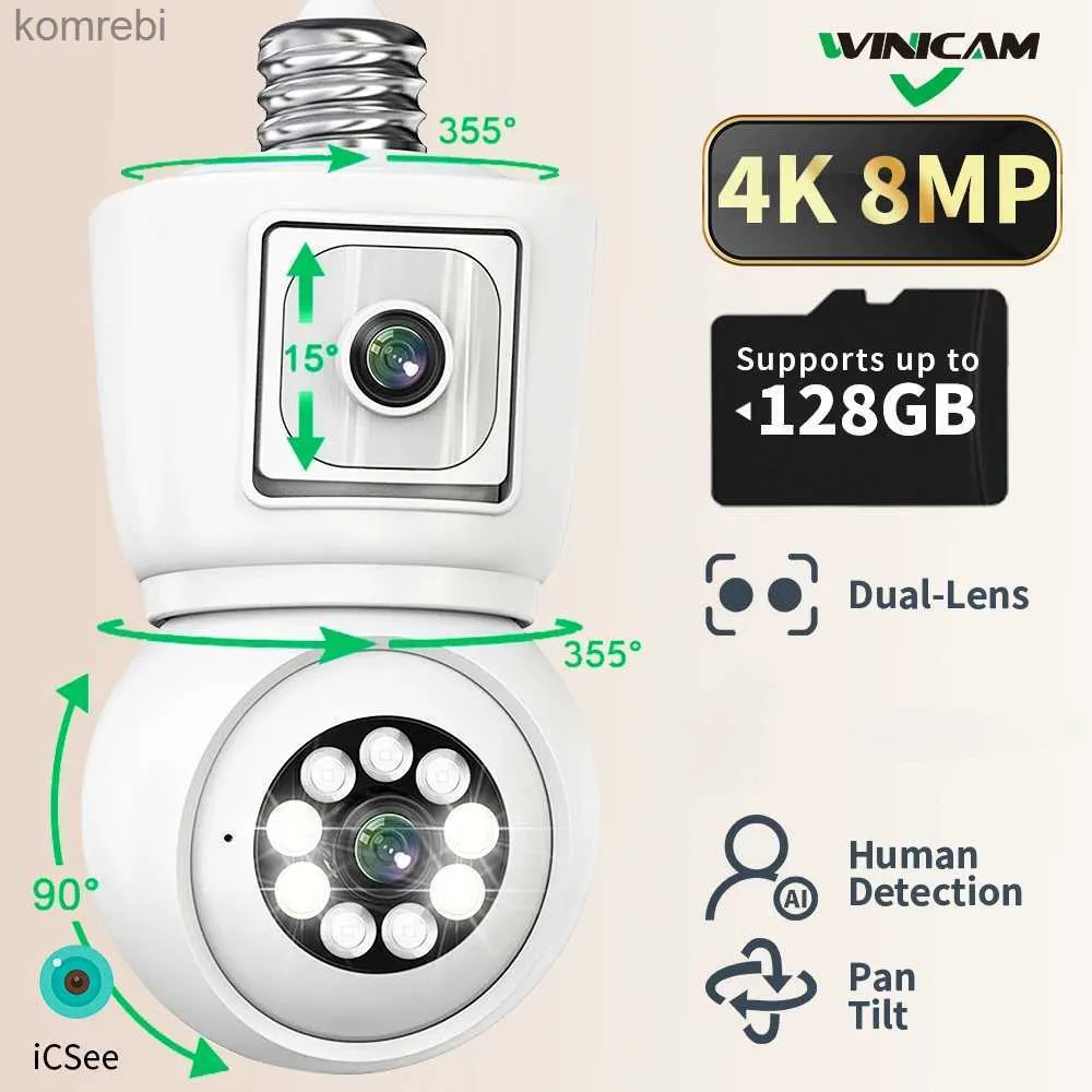 DHgate.com:4K 8MP PTZ Dual-Lens Bulb Security Camera: AI Tracking, 2024 ...