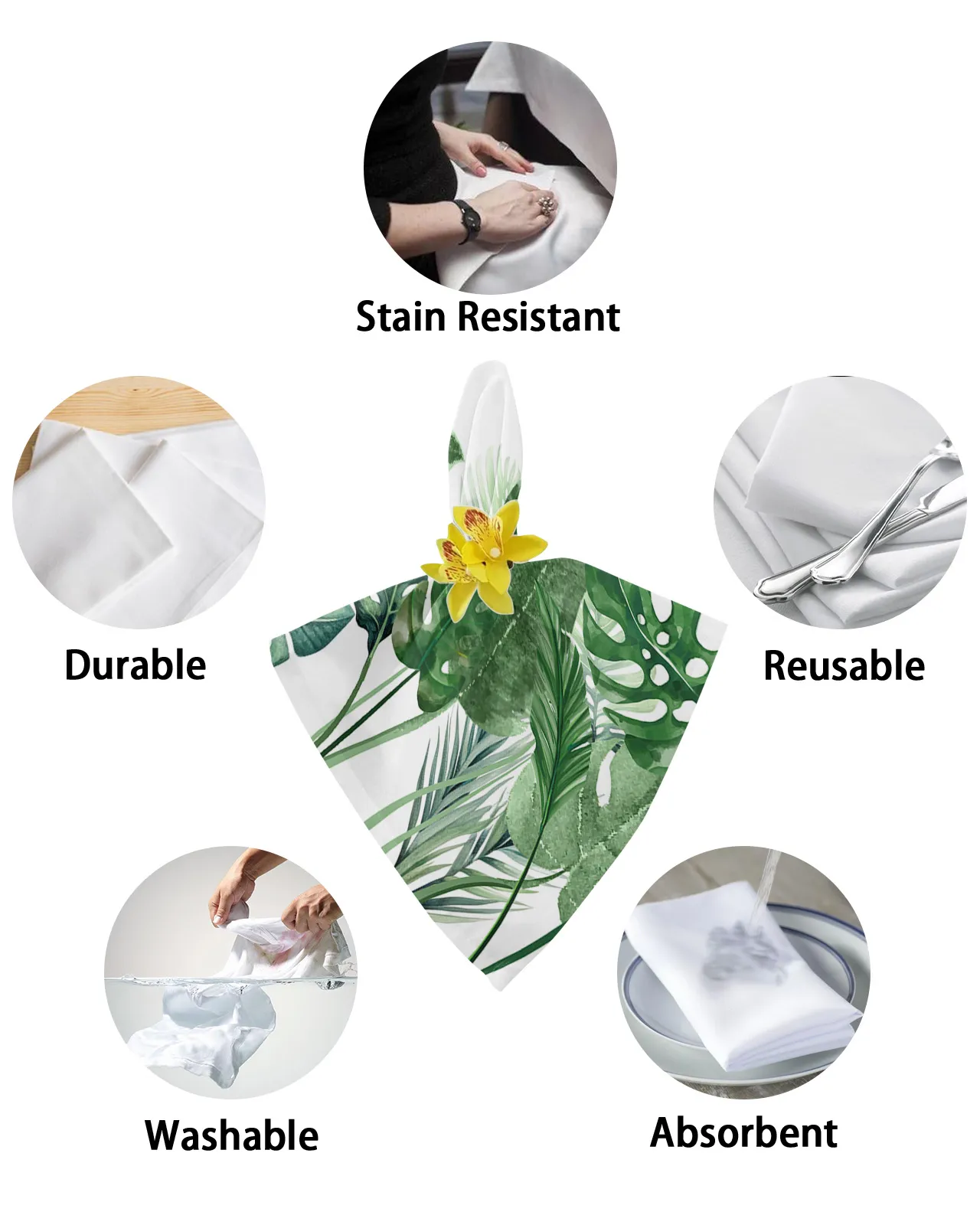 Tropical Leaf Table Napkins Set - Elegant Cloth Napkins, Reusable ...