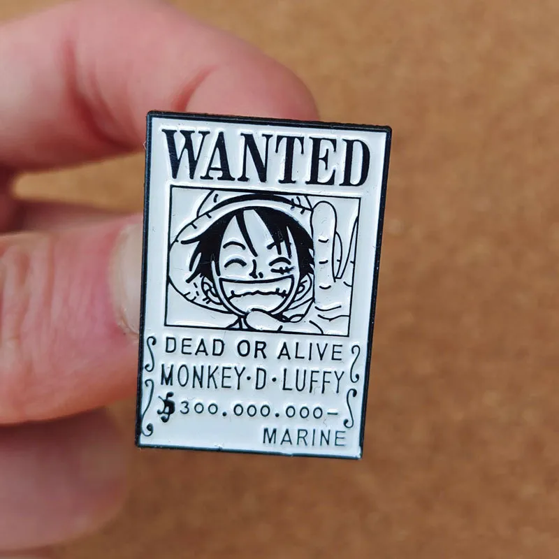 Anime Pins: One Piece Monkey D. Luffy Wanted Enamel Pins Backpack, Hat ...