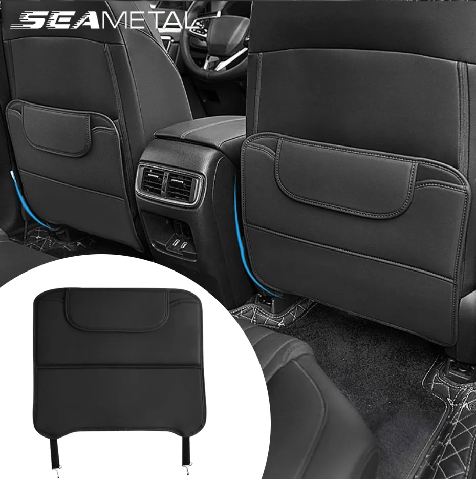 SEAMETAL Car Seat Back Protector Pads PU Leather Anti-kick Pad for Auto ...