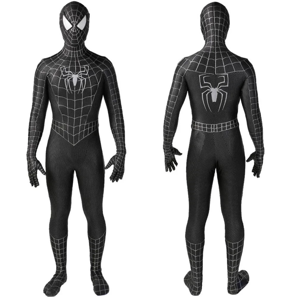 Black Raimi Spiderman Cosplay Black Unitard Bodysuit 3D Printed Spandex ...