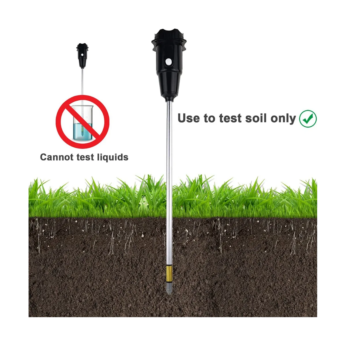 Soil pH & Moisture Meter - Long Probe 2-in-1 Tester for Plants ...