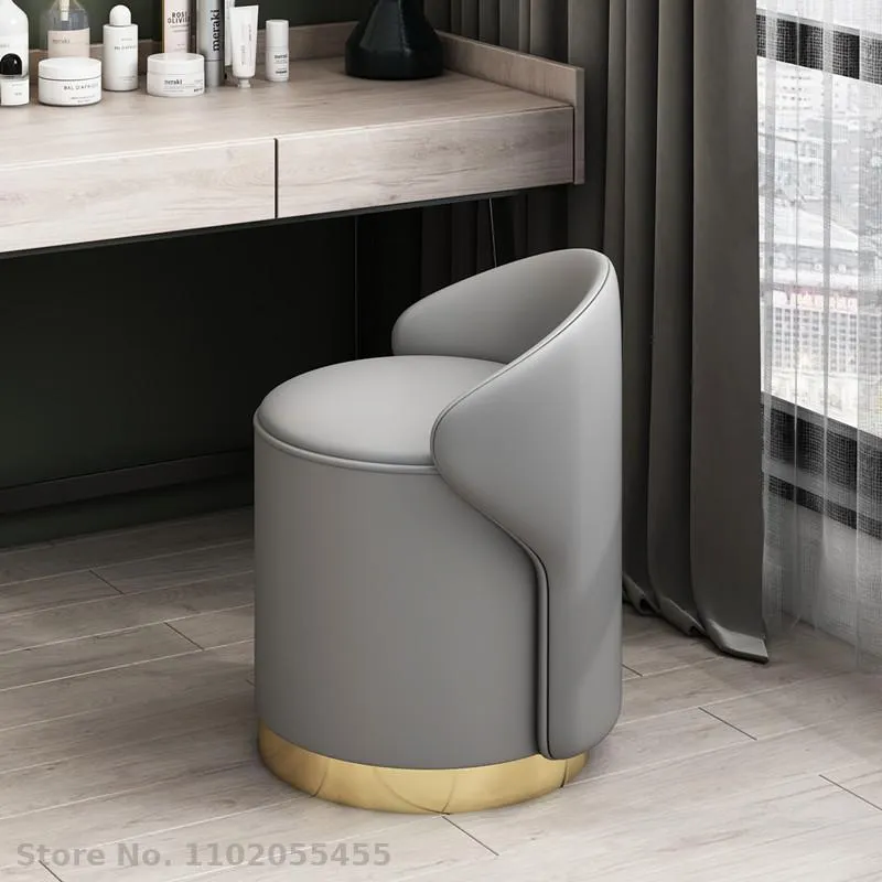 Light luxury dressing stool with mesh backrest round seat for bedroom ...