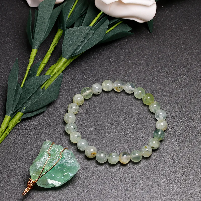 DHgate.com:Natural Prehnite Bracelet Elastic Beaded Gemstone Jewelry ...