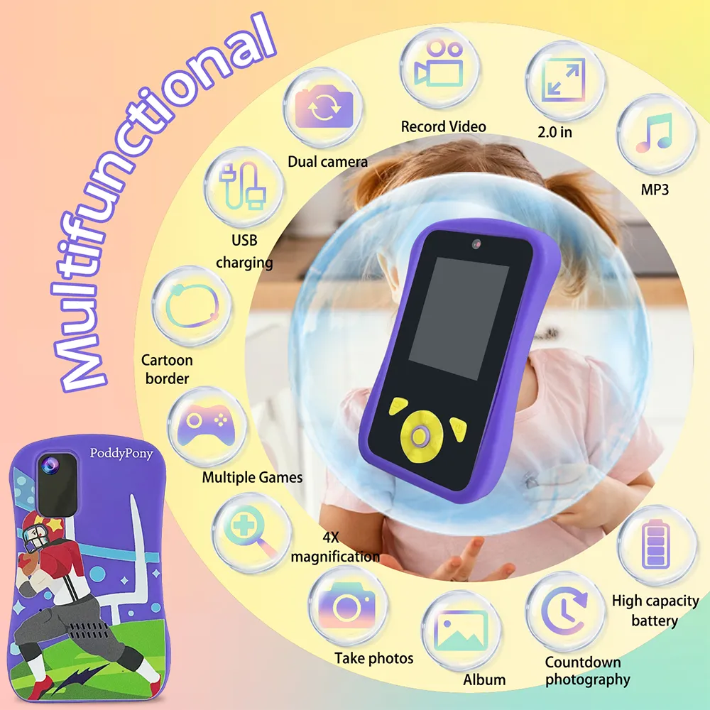 Kids Dual-Camera Smart Selfie Toy Phone: 32GB MP3 Learning Player ...