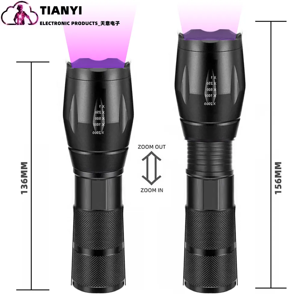 365nm&395nm UV Flashlight, Type-C Rechargeable, for Resin Curing, Leak Detection, Rock ...