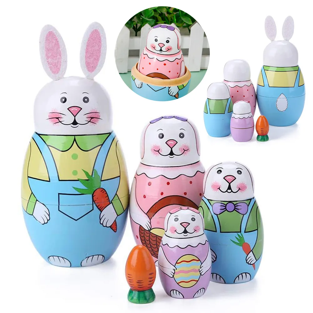 5-Layer Animal Matryoshka Doll Handmade Russian Wooden Nesting Dolls ...