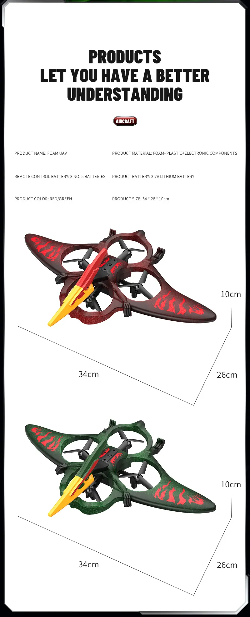 Foam RC Jet Plane, EPP Foam Fixed Wing Glider With LED Lights, 2.4G ...