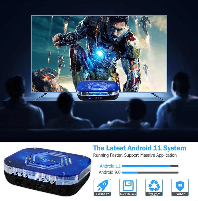 4K HDR Android 11 TV Box, Amlogic S905X4 Chip Media Player, 4G/32G, 2 ...