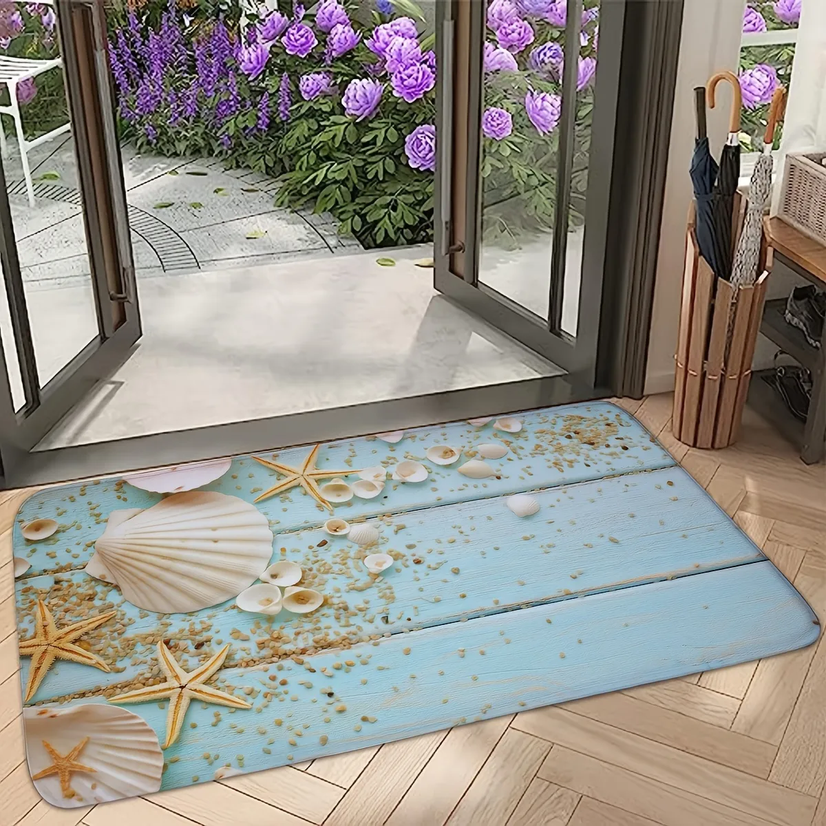Doormat Mediterranean Style Bathroom Mat Ocean Scenery Shells Starfish ...