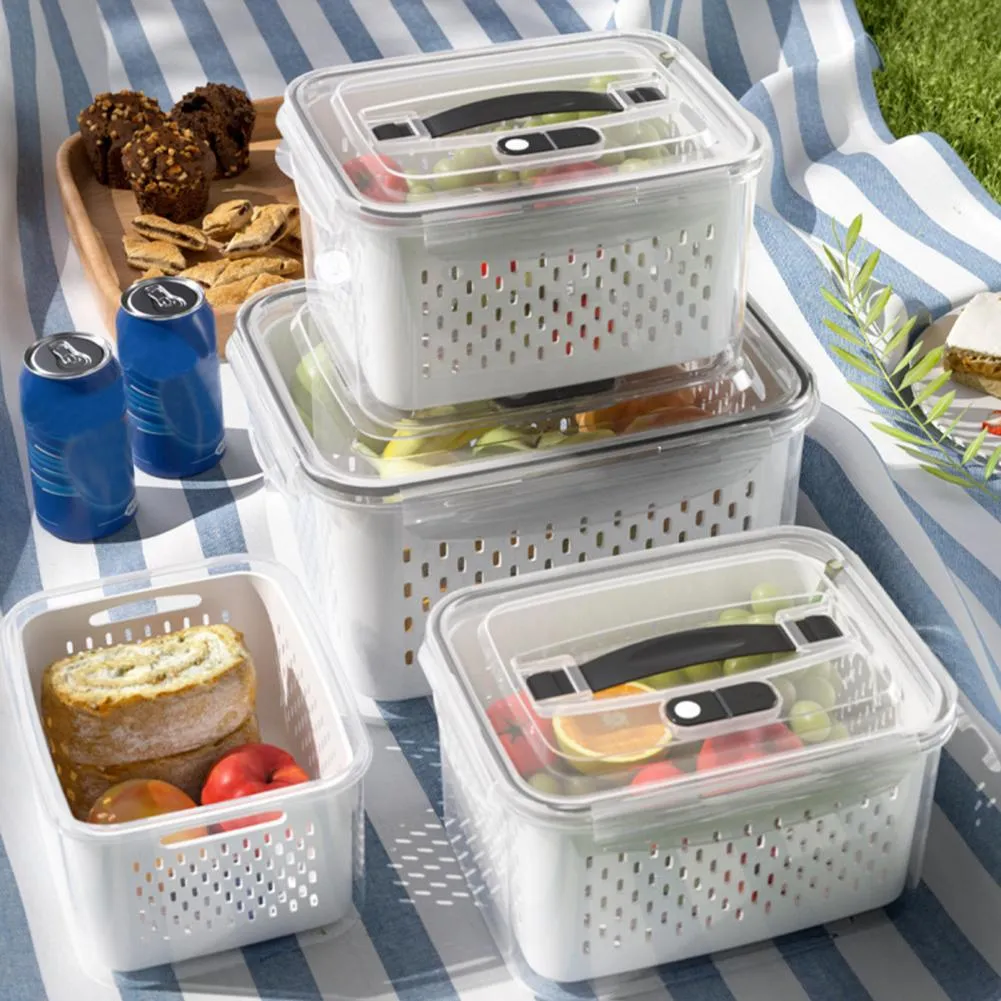 2-Layer Detachable Fruit Storage Box, Stackable Fridge Food Container ...