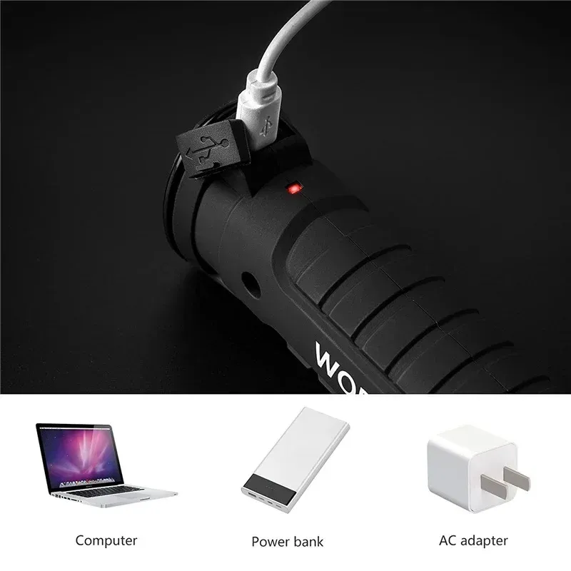 Magnetic Rechargeable LED Work Light with Hanging Hook and 5 Modes USB ...