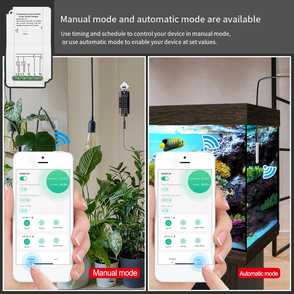 Temperature Humidity Controller with Dual Relay Output for Humidity and ...