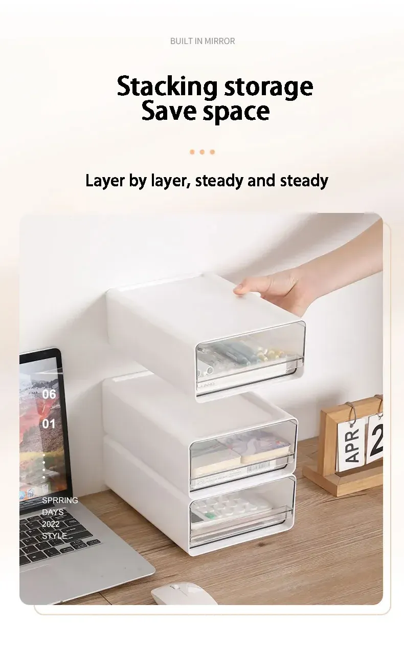 Stackable White Desk Organizer: Spacious Storage Cabinet For Home ...