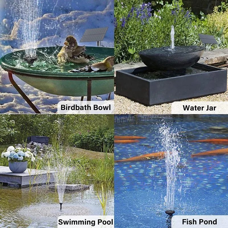 2024 Solar Fountain Pump, 1.8W Floating Garden Fountain Pump with 4 ...