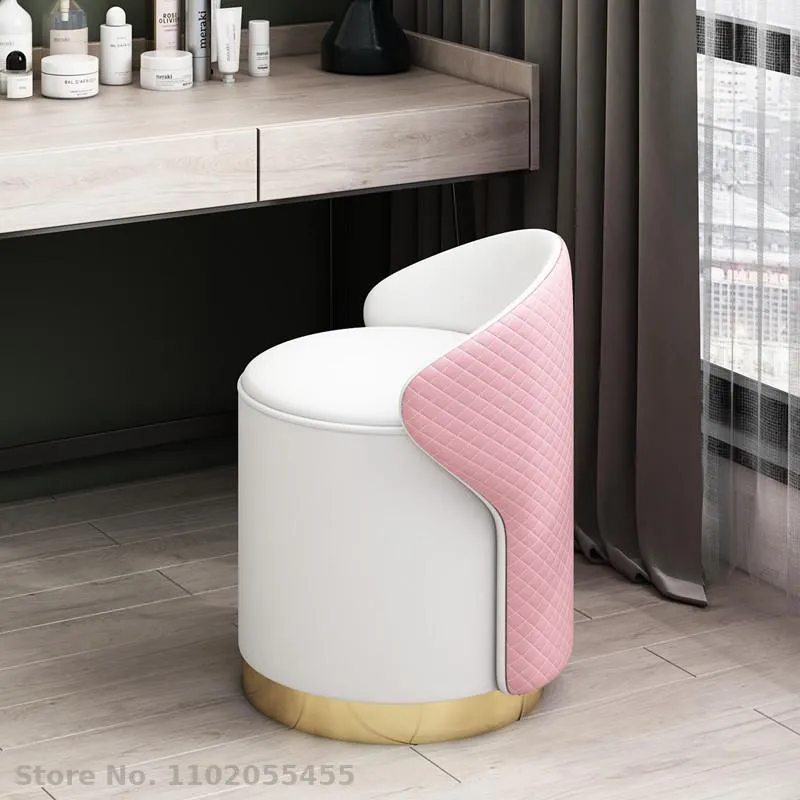 Light luxury dressing stool with mesh backrest round seat for bedroom ...