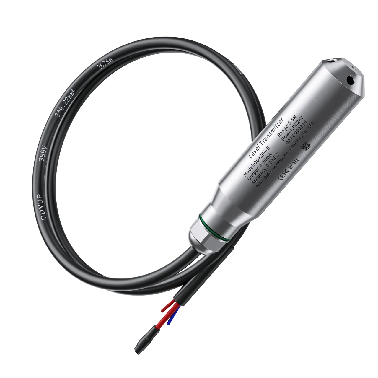 Water Level Sensor Transmitter, 4 20mA 0 5m, Submersible Liquid Level ...