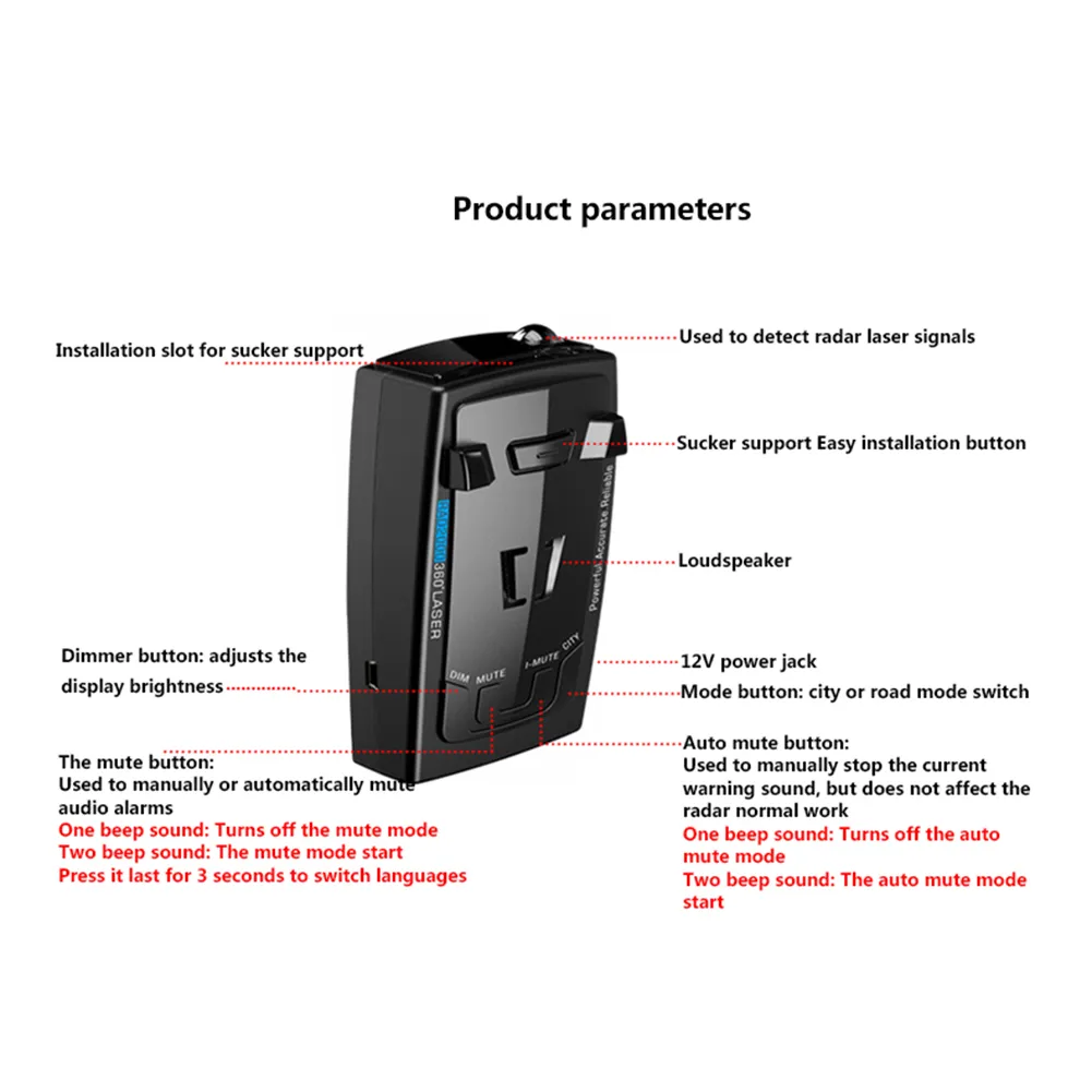 RAD2000 Radar Detector: Car Camera Radar Detector with English Russian ...