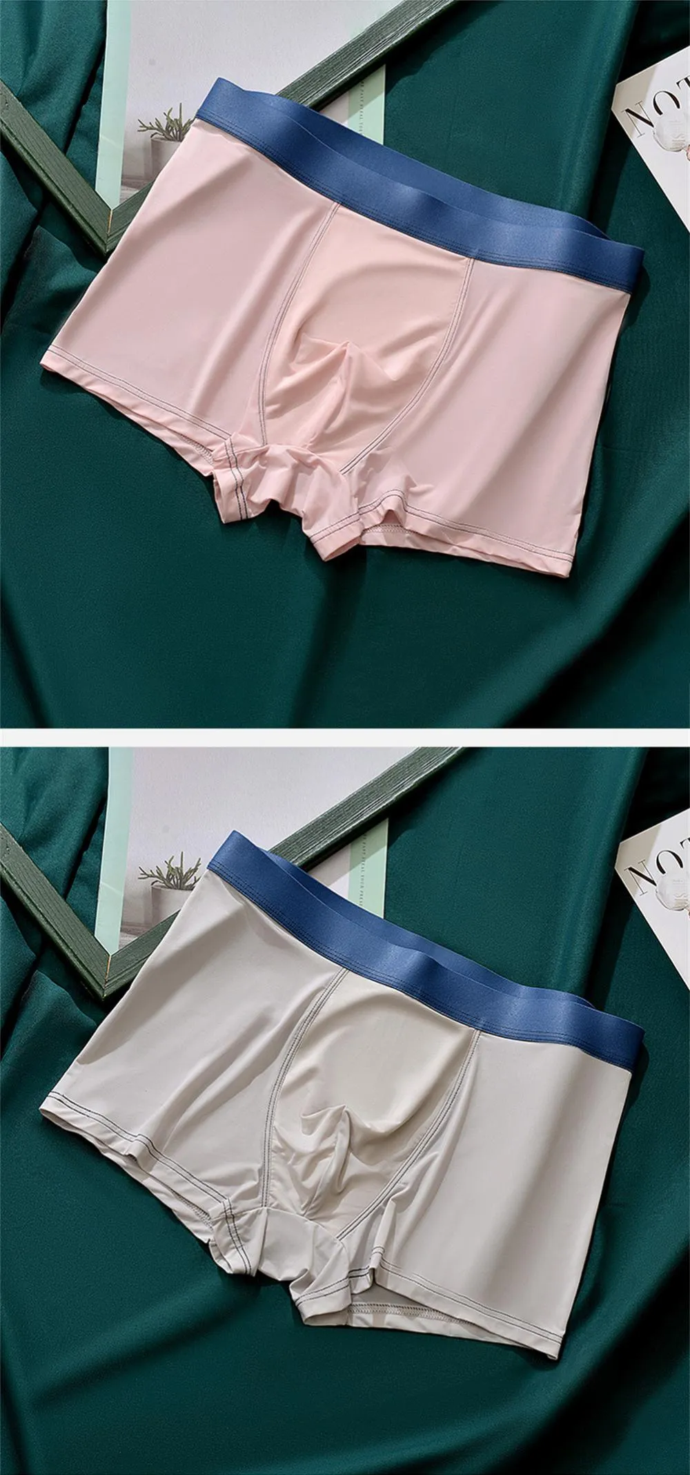 Ice Silk Boxer Briefs Low Silhouette Mens and Womens Underwear Triangle ...