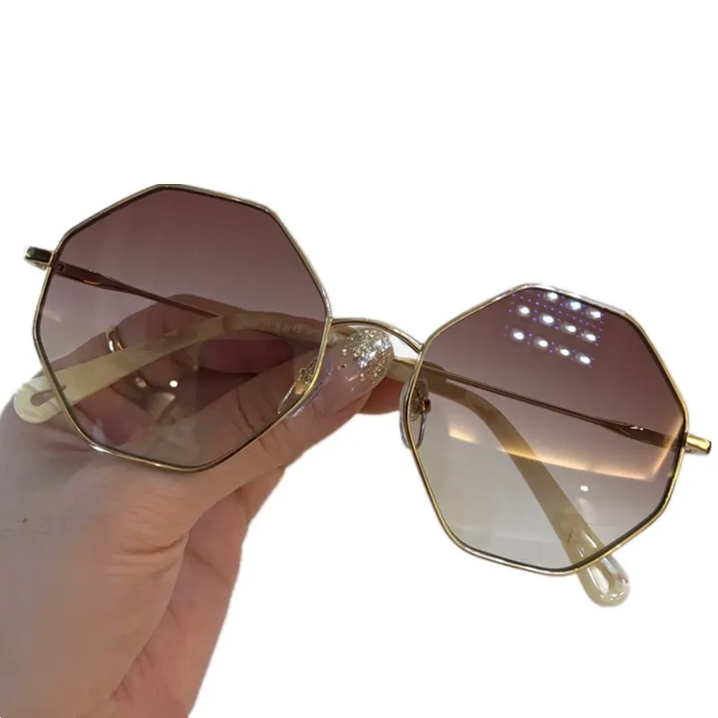 Fashion Lady Multi-Shaped Hexagon Metal Glasses Frame Gradient ...