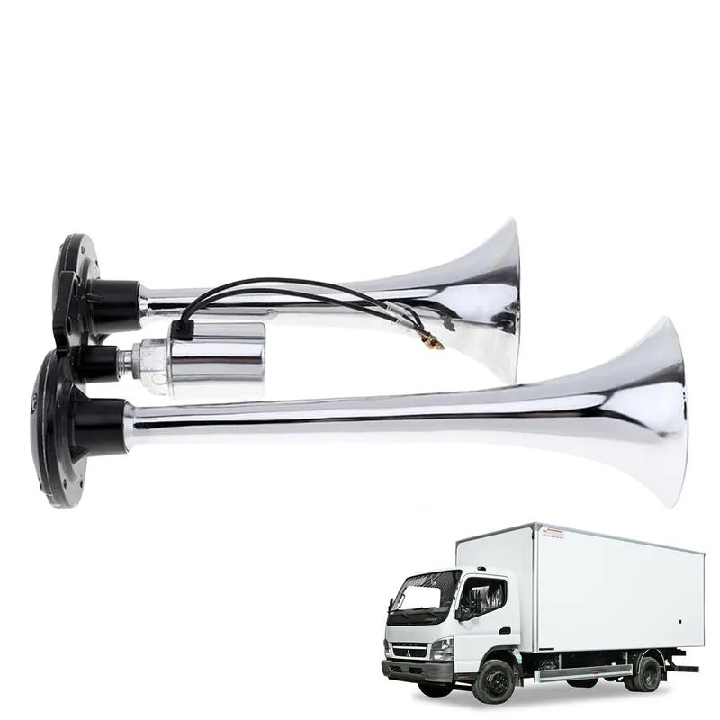 Super Loud Dual Trumpet Train Horns Kit Electric Double Tube Air Horn ...