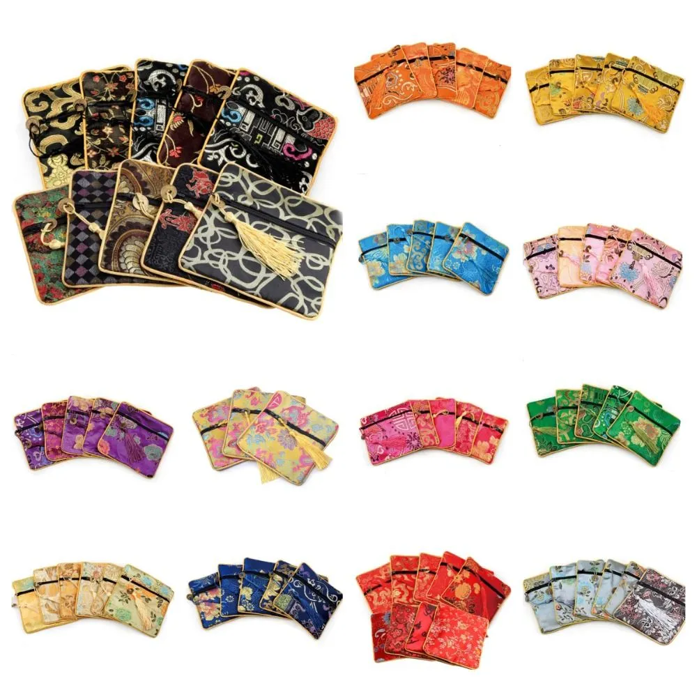 Embroidered Dragon Canvas Square Coin Purse - Mini Tassel Card Holder ...