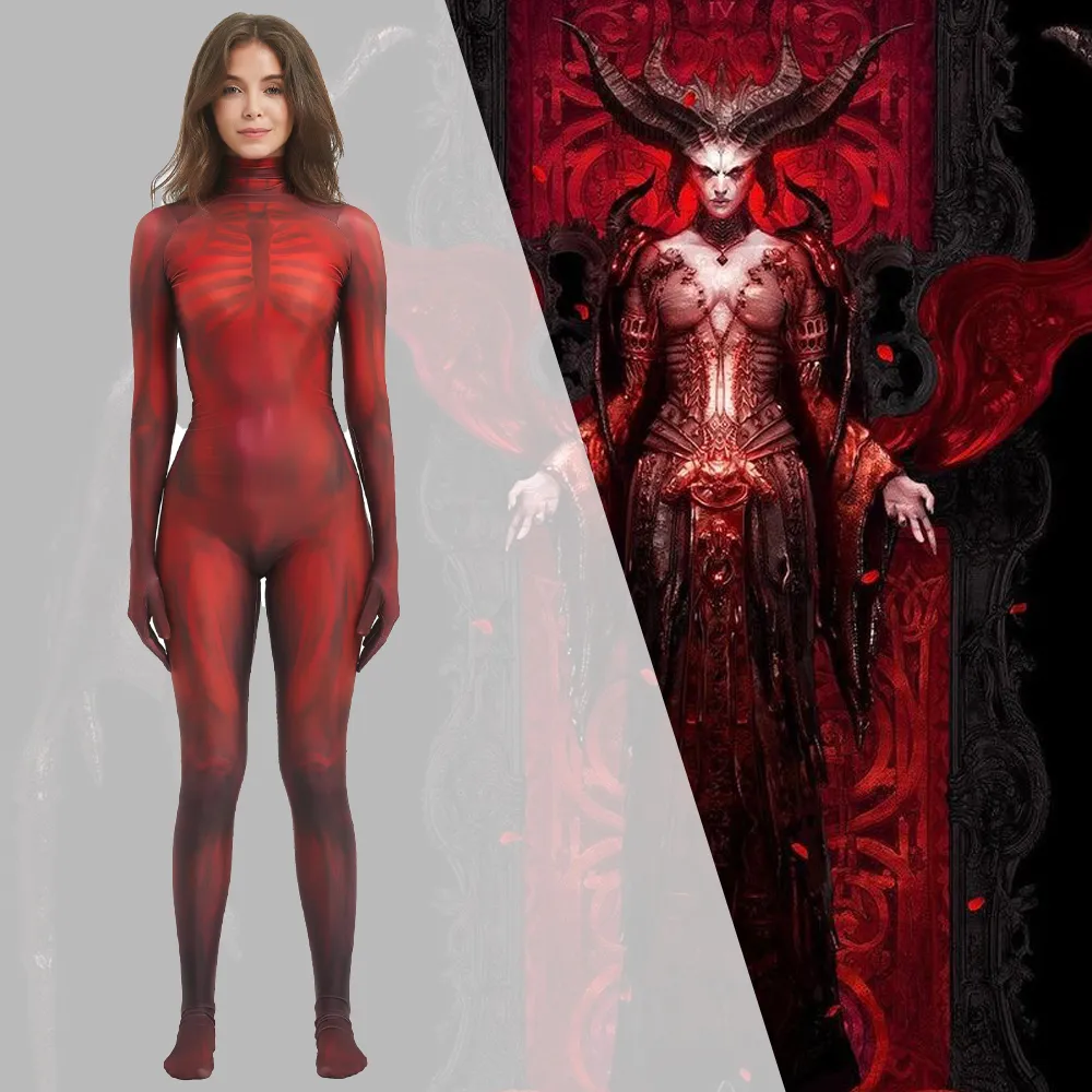 Diablo IV Lilith Corpse Bride Cosplay For Women Halloween Bodysuit Zentai Party Spandex Suit In ...