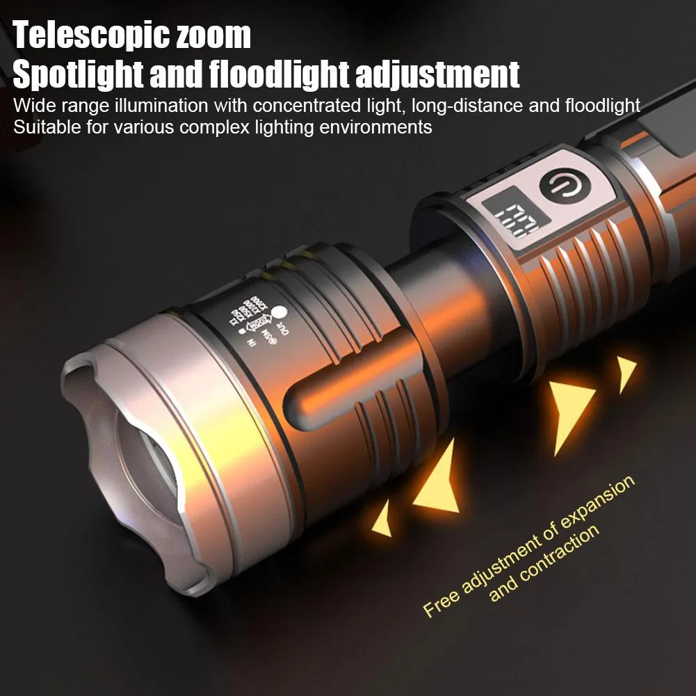 High-Power Rechargeable LED Flashlight - Long Range Tactical Torch ...