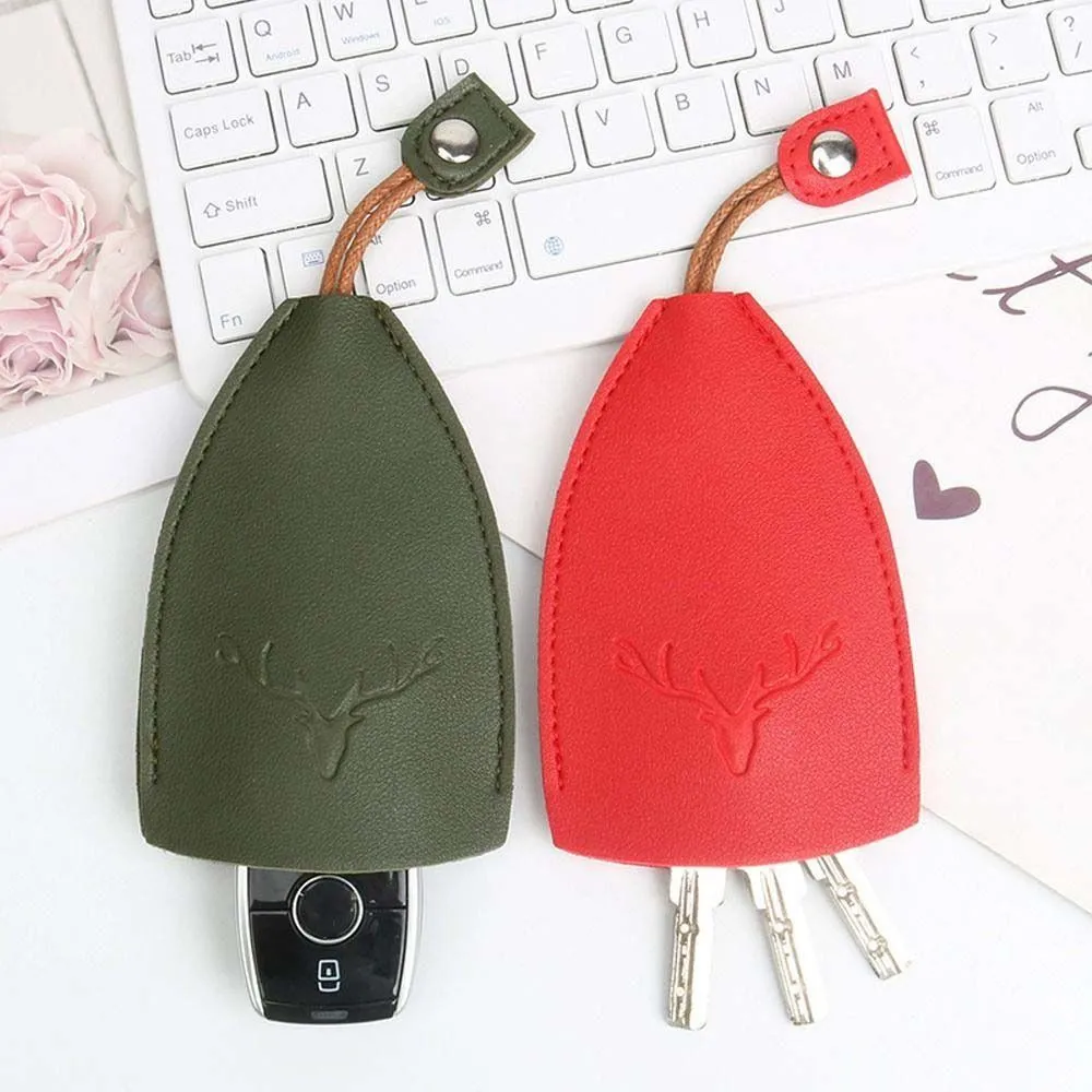 DHgate.com:2024Deer Antler PU Leather Keychain Pouch Holder for Car ...