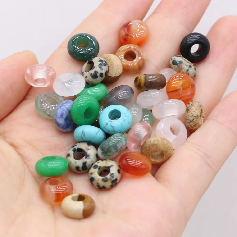 Natural Stone Big Hole Beads 5x10mm Abacus Shape Rose Quartz Agate Amethyst For Jewelry Making DIY From Ddmyaug 8.08 DHgate.Com