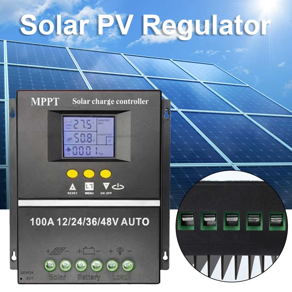 100A MPPT Solar Charge Controllers Intelligent LCD Display Dual USB ...