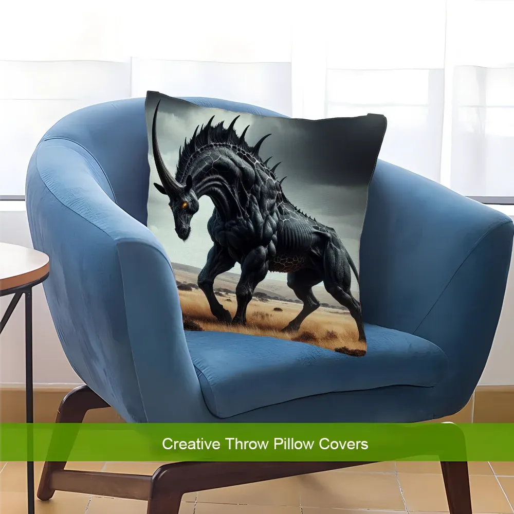 Mutant Monster Throw Pillowcase - Vibrant Prehistoric Monster Print on ...
