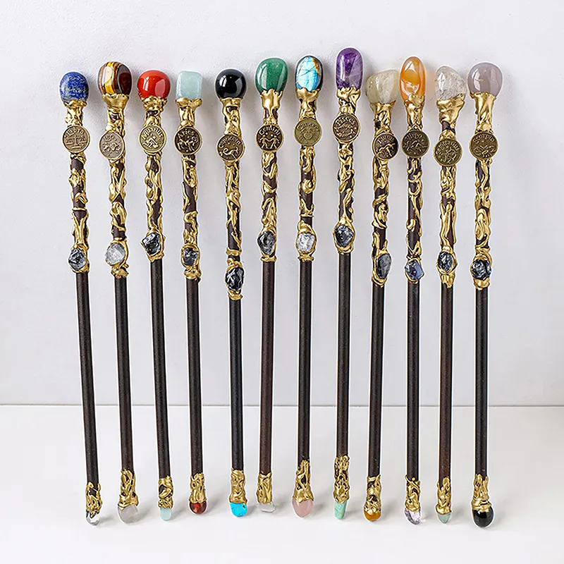 Natural Crystal Raw Stone 12th Sign Constellation Wand: Magical Double ...