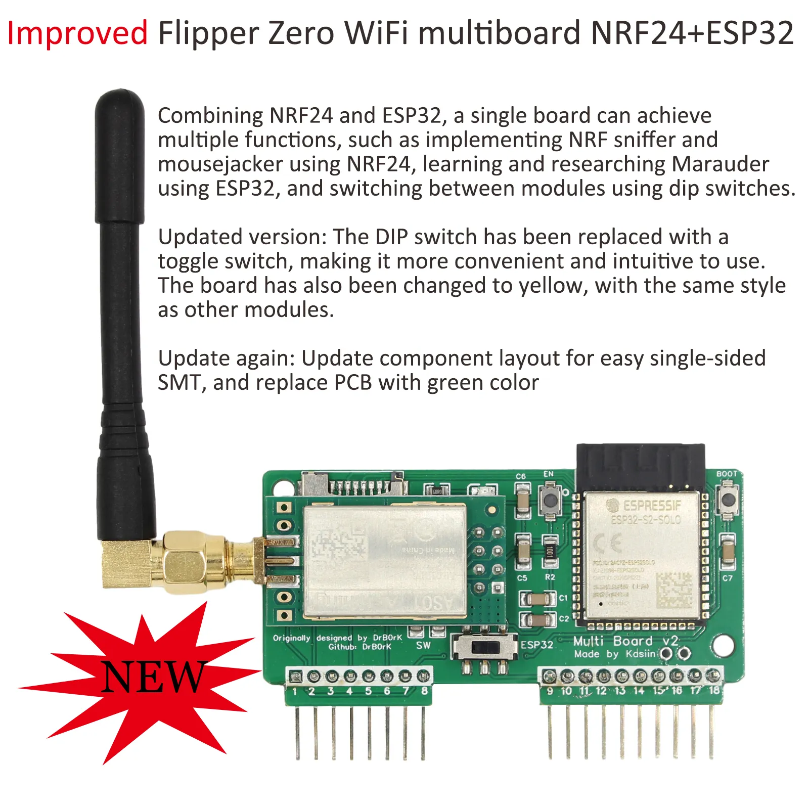 Upgraded Flipper Zero Lightmeter Board With WiFi Multiboard NRF24+ESP32/CC1101 SubGhz/ESP8266 ...