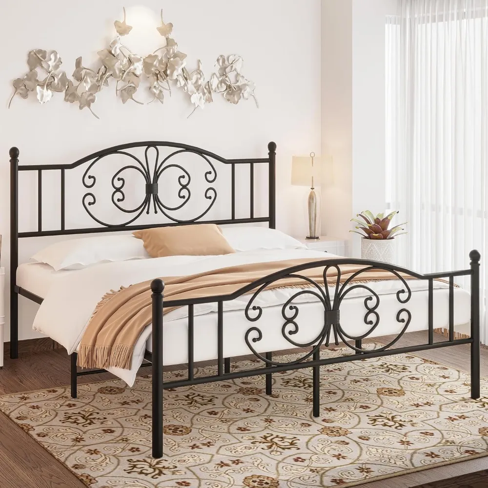 DHgate Butterfly King Size Platform Metal Bed Frame 18 Inch High No Box Spring Home Garden