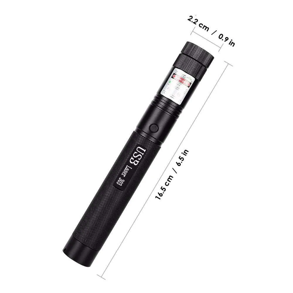 Green USB Rechargeable Laser Pointer Pen with Built-in Flashlight for ...