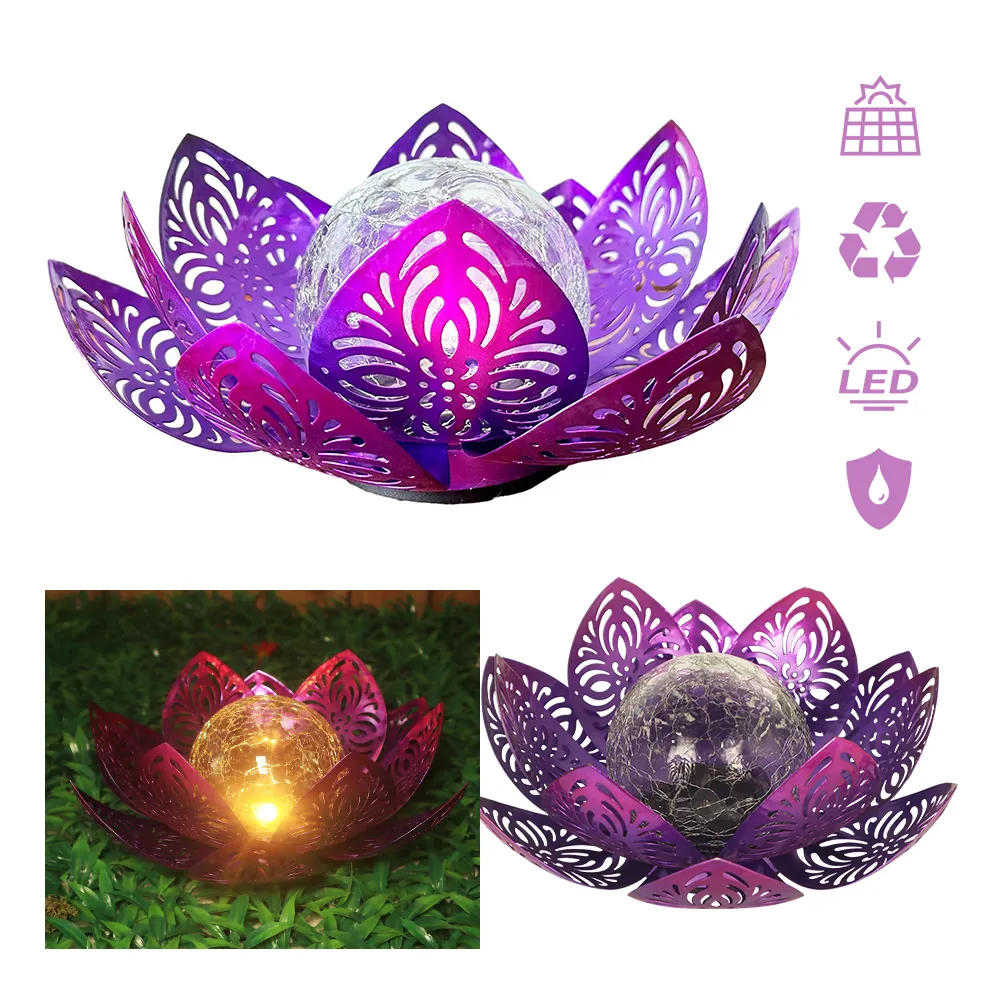 Outdoor Flower Solar Lights: Solar Crackle Glass Globe Garden Lights ...
