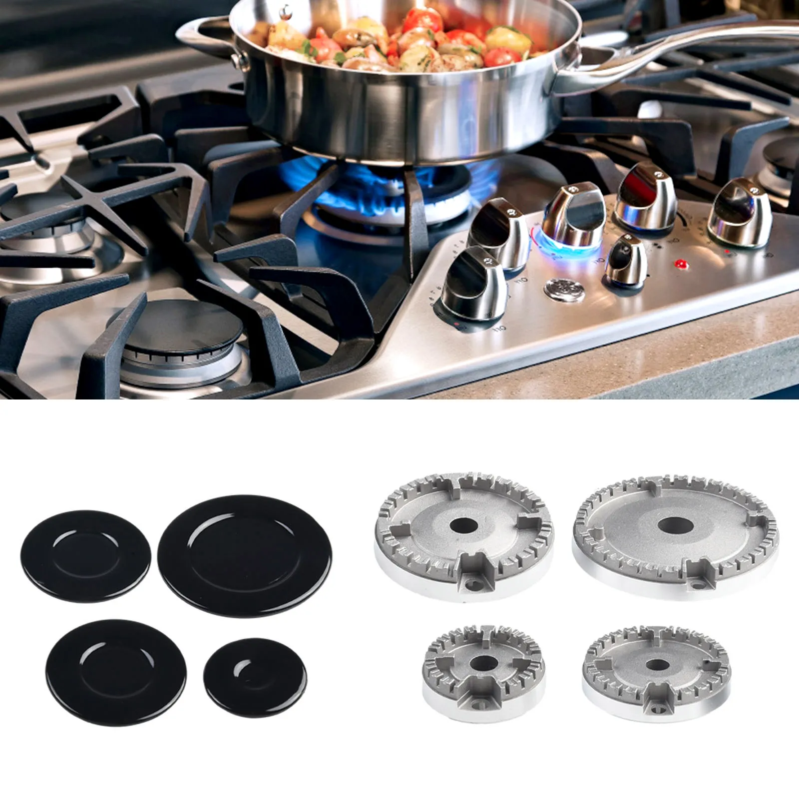 DHgate.com:Sliver Flat Iron Gas Stove Head Cover Caps for Household ...