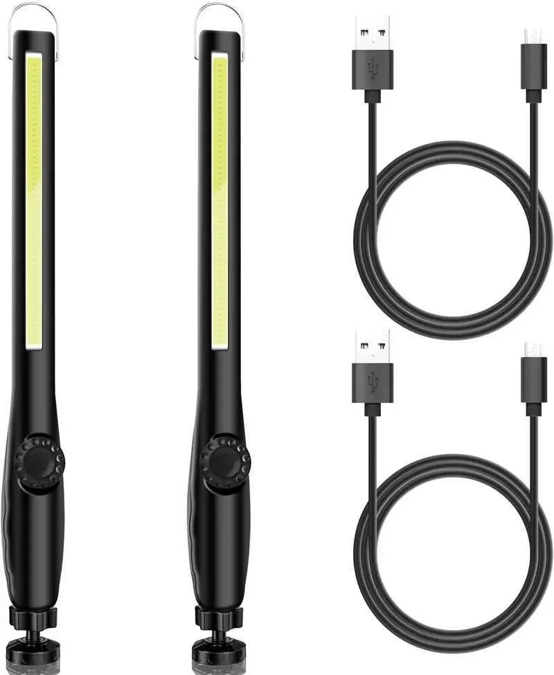 USB Rechargeable COB LED Flashlight with Magnetic Base, Hook & Lantern ...