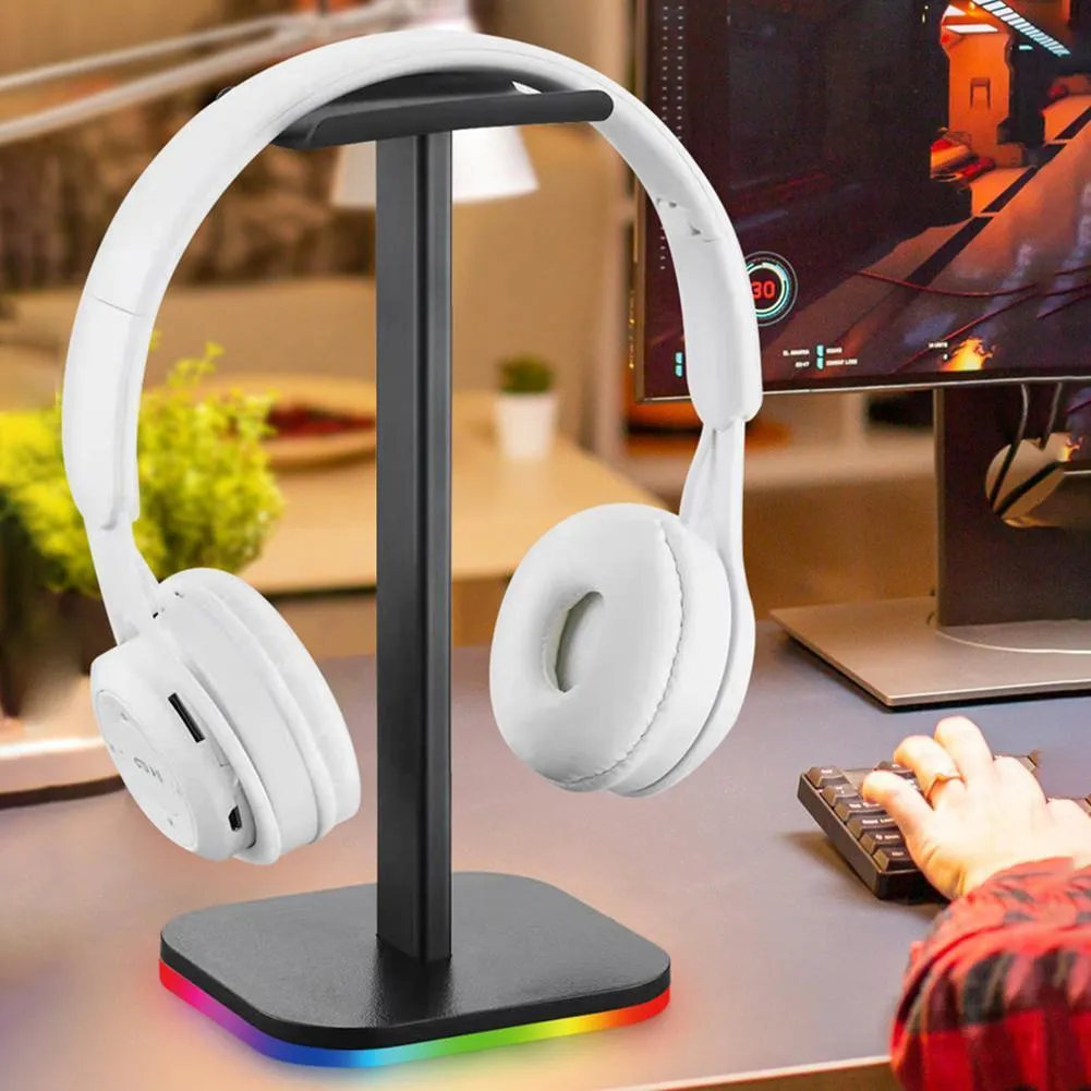 RGB Gaming Headphone Stand Holder with LED Base & USB Pickup Light ...